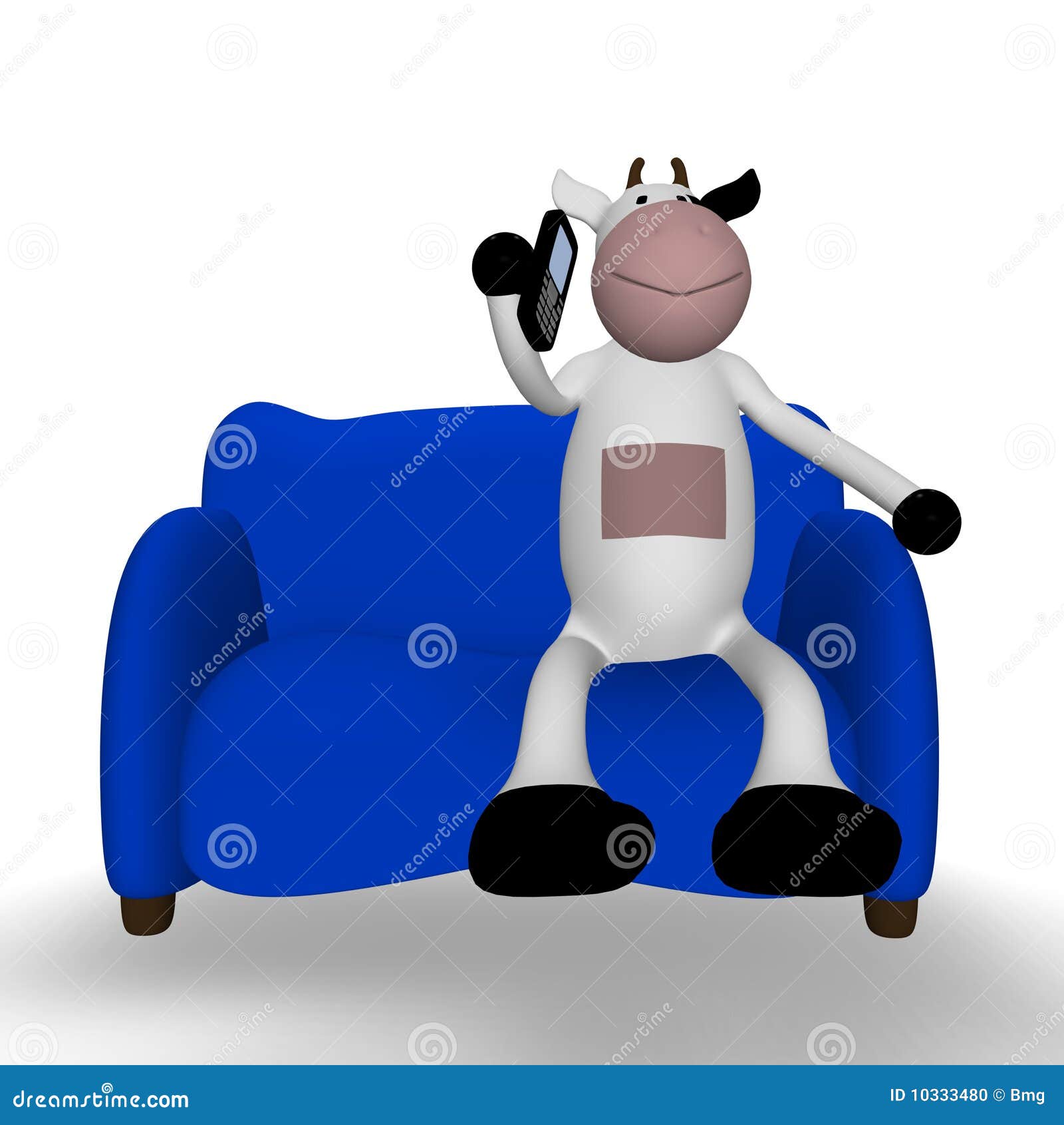 Cow with phone stock illustration. Illustration of graphic - 10333480
