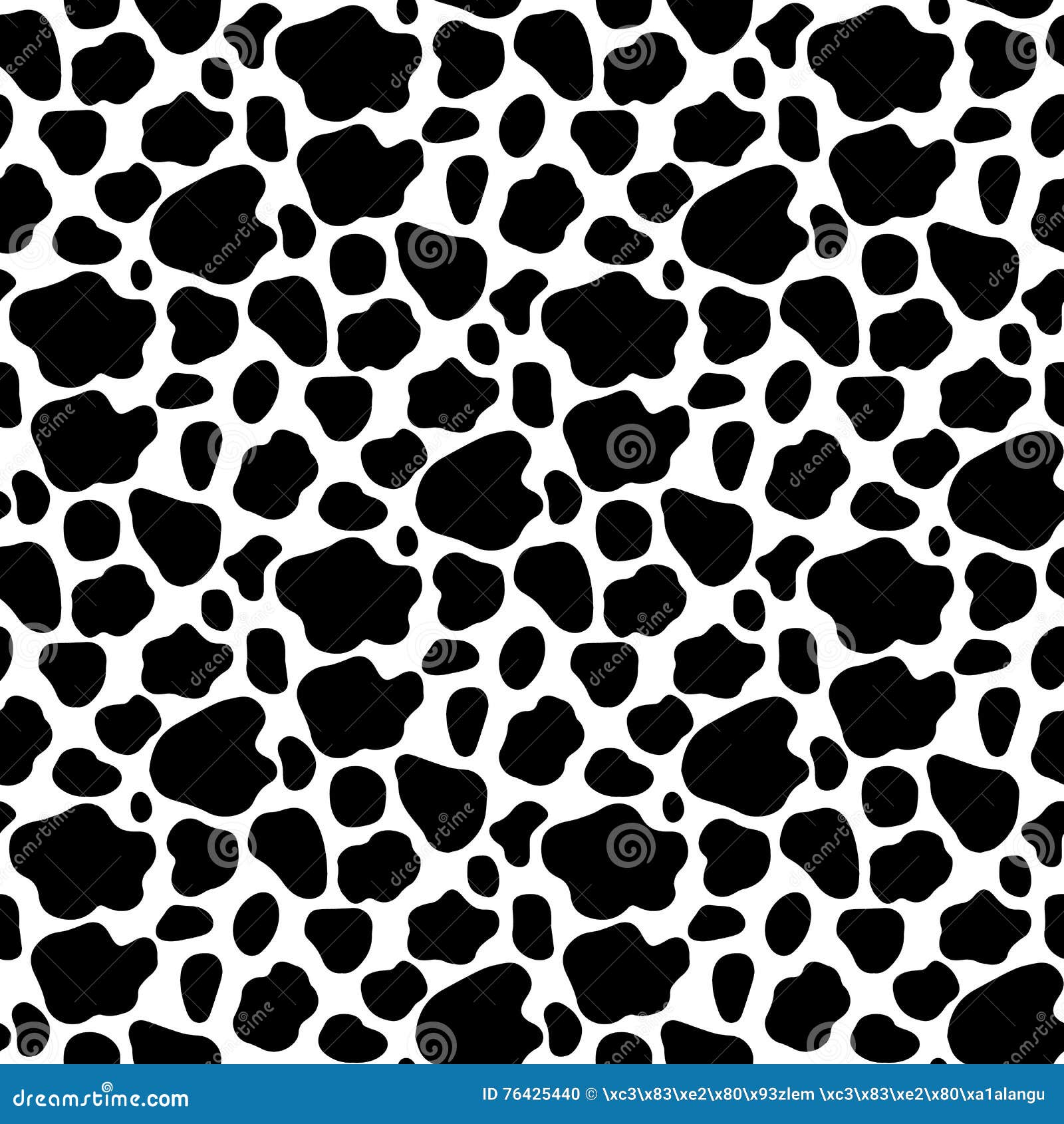 Cow Print Seamless Pattern. Repeated Black Spot Cow On White Background ...