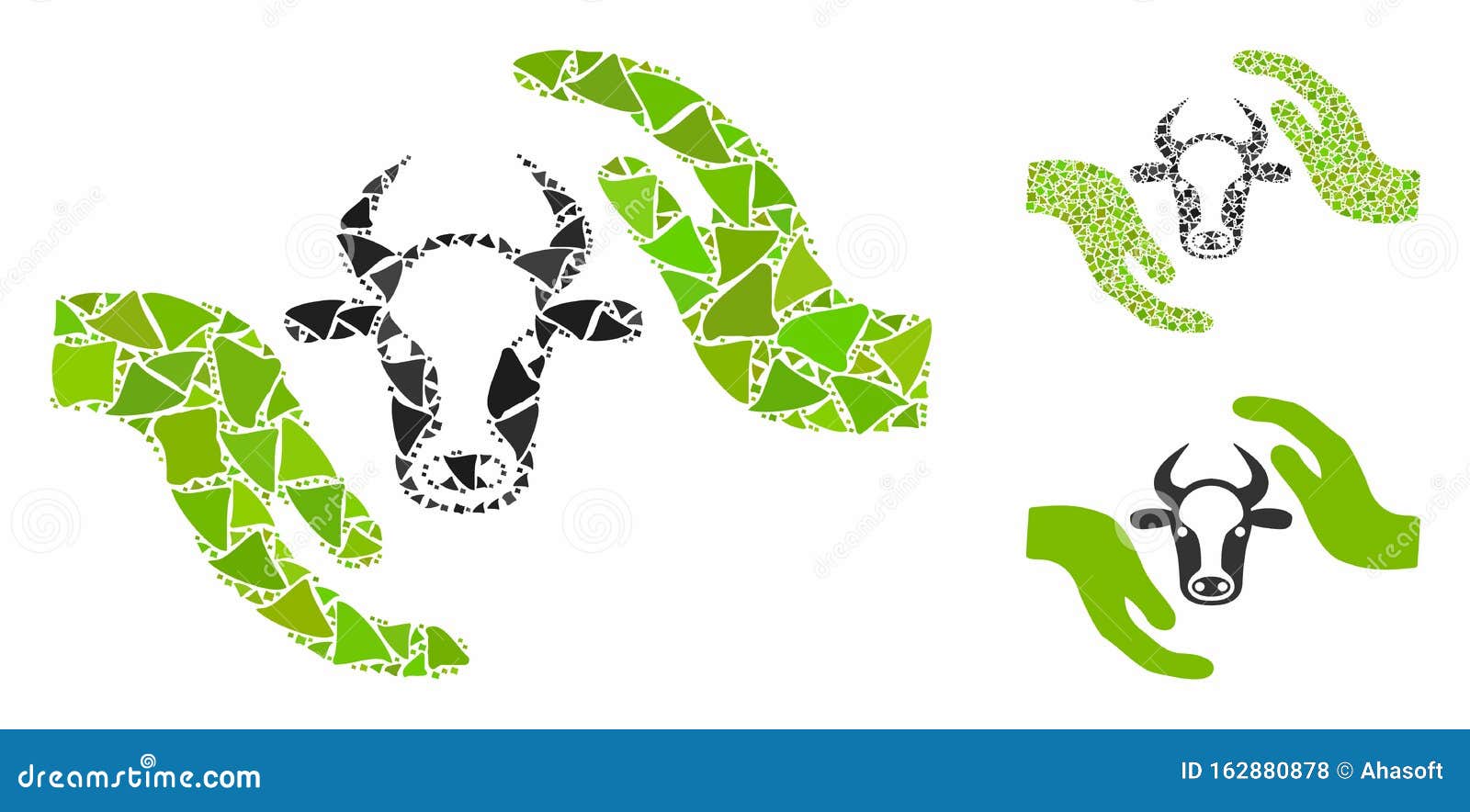 Cow Protection Hands Composition Icon of Bumpy Items Stock Illustration ...