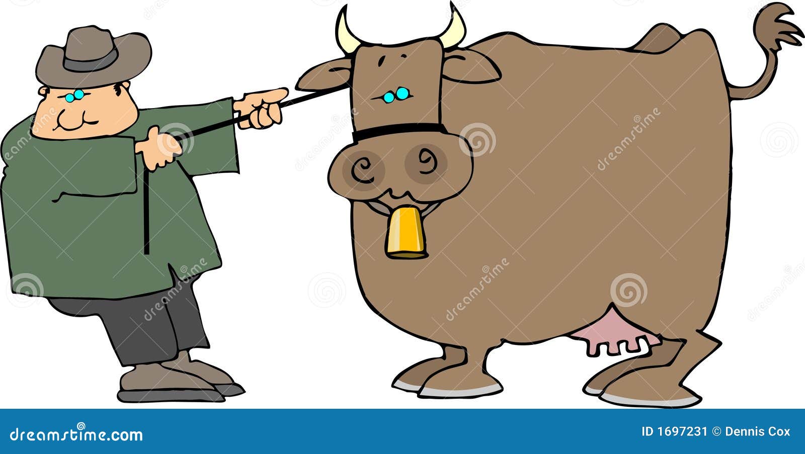 Cow pulling stock vector. Illustration of horn, male, utter - 1697231