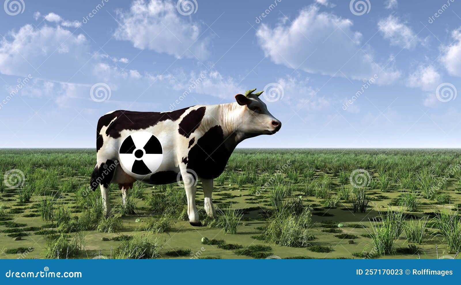 Cow with radiation sign stock illustration. Illustration of nature ...