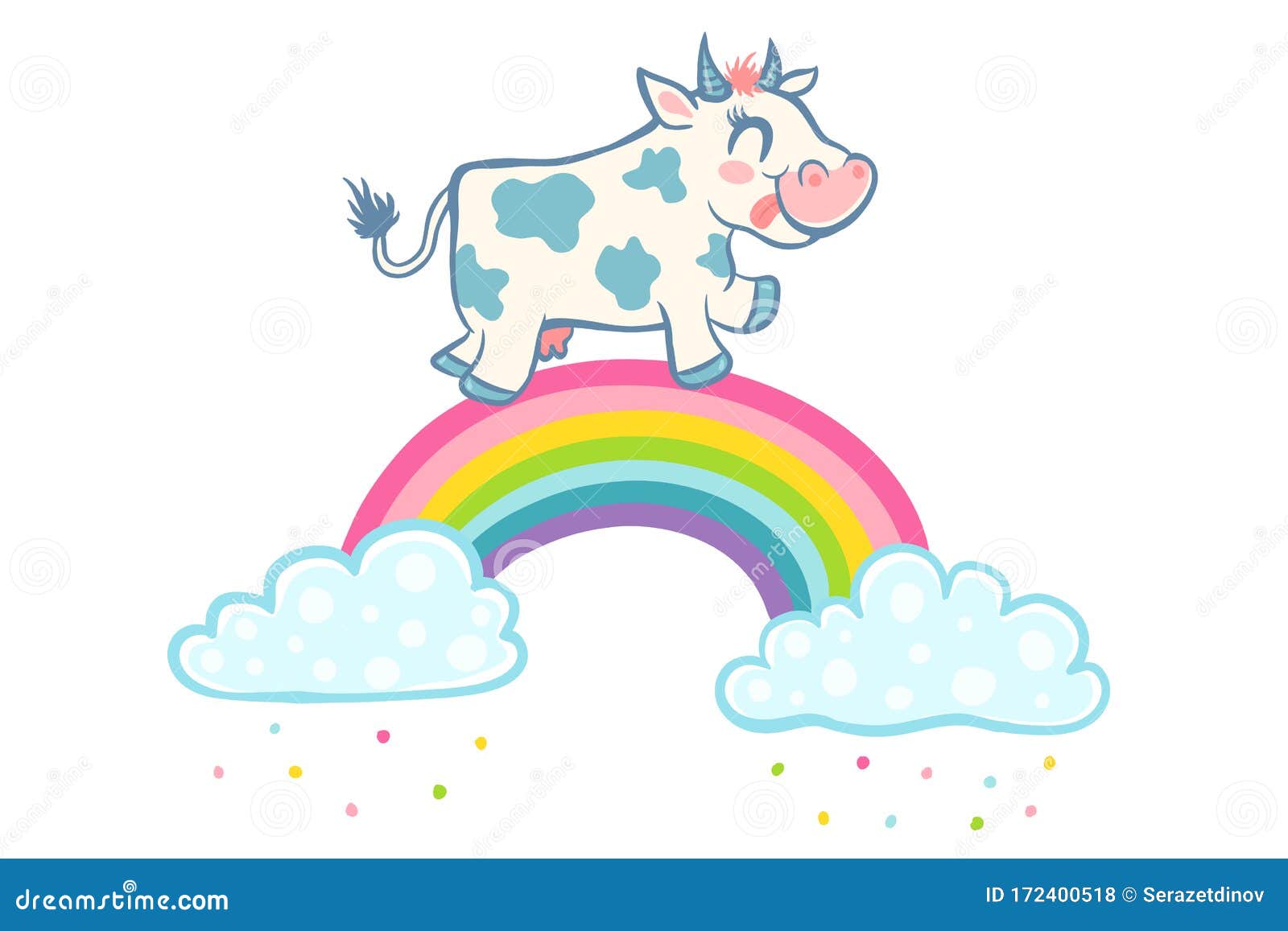 Cow on rainbow stock vector. Illustration of cattle - 172400518