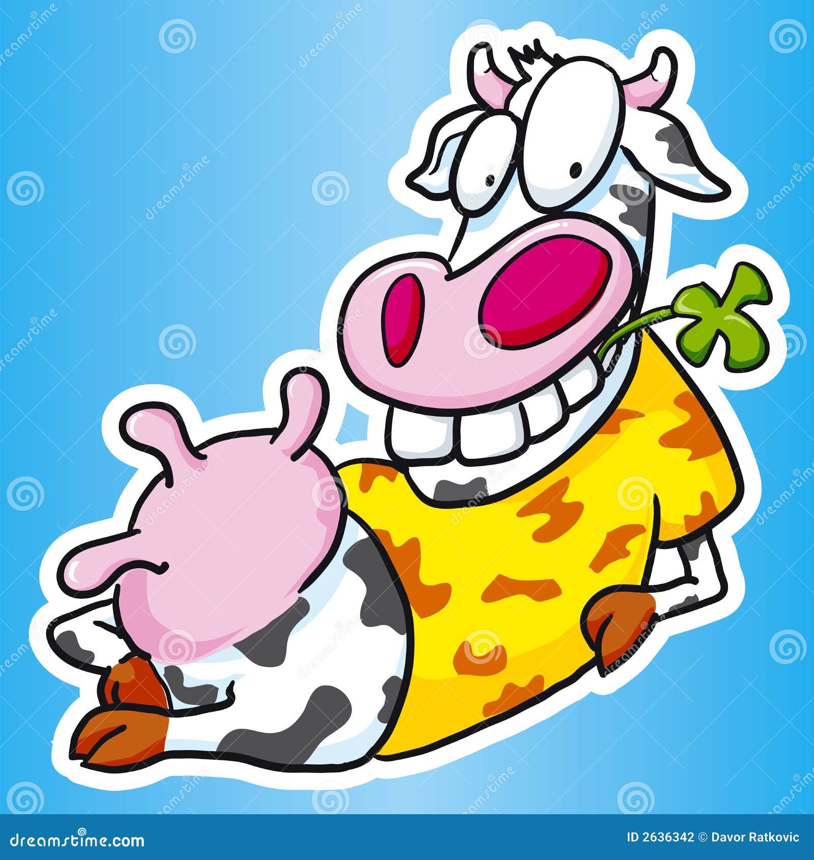 Cow relaxing stock vector. Illustration of cartoon, mountains - 2636342