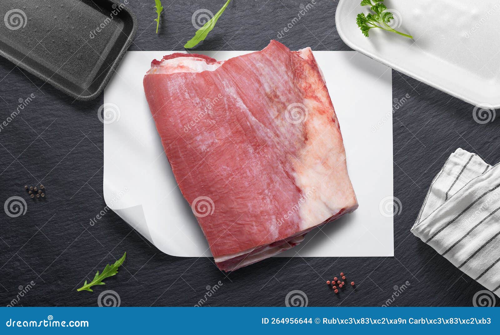 Cow Ribs on a Flat Lay of a Kitchen with Various Items Stock Photo ...