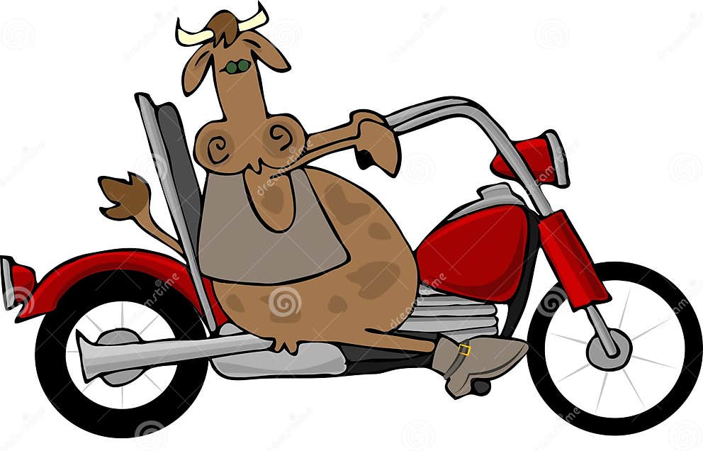 Cow Riding a Motorcycle stock vector. Illustration of motor - 2187987