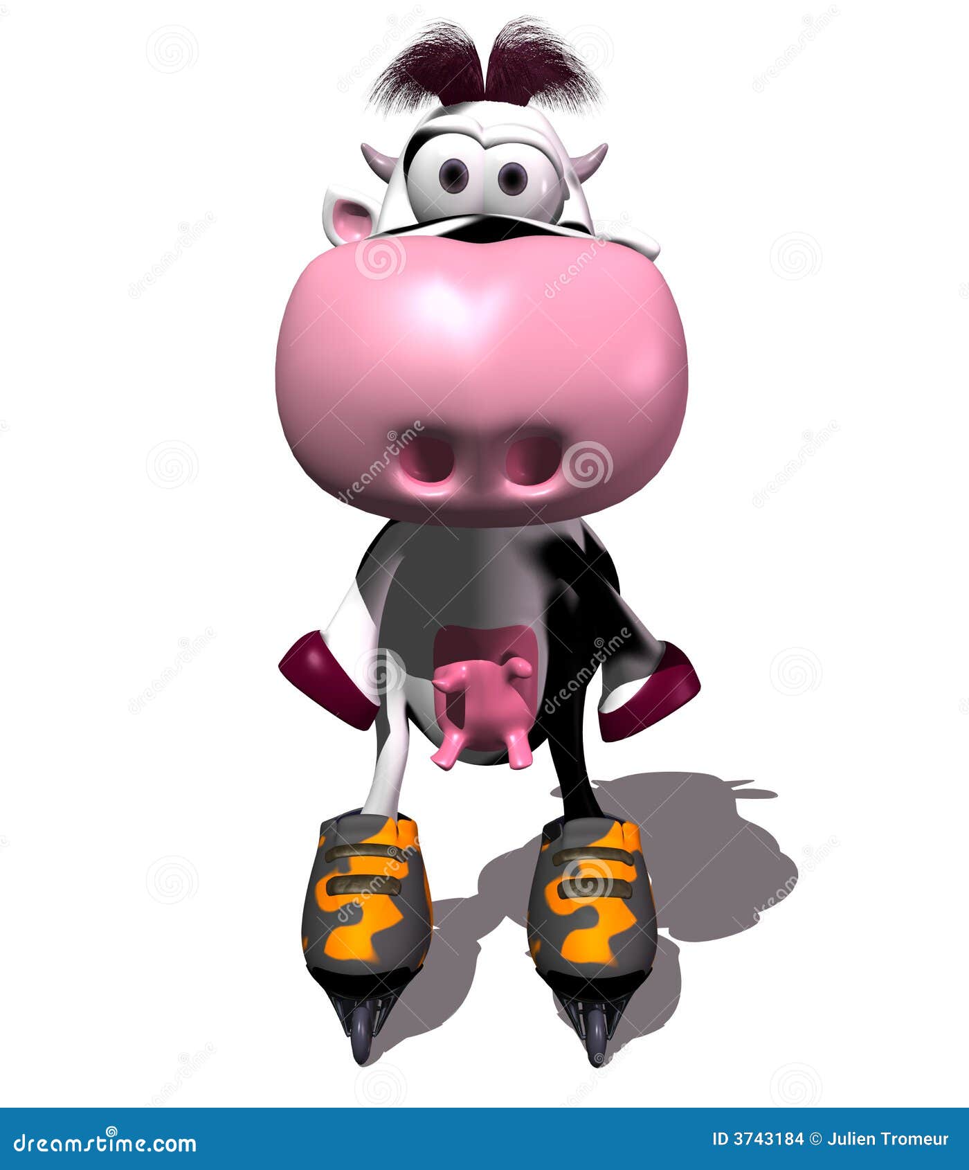 Cow on rollerskates stock illustration. Illustration of pastoral - 3743184