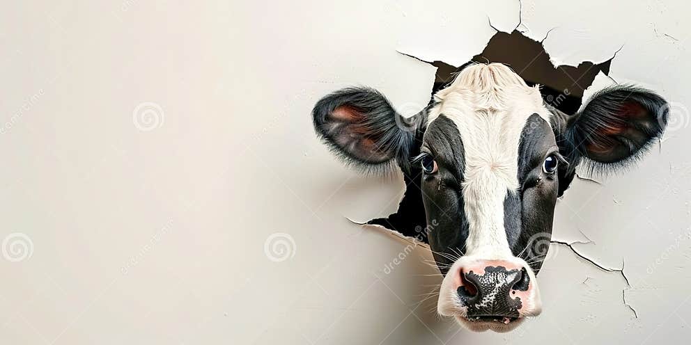 Cow& X27;s Muzzle Peeking Out of a Hole in Wall Stock Image - Image of ...