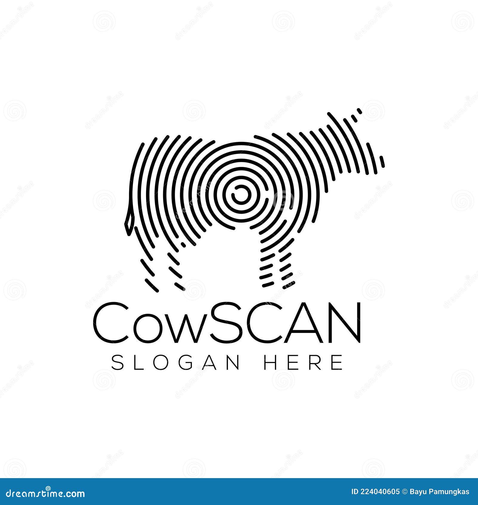 Cow Scan Technology Logo Vector Element. Animal Technology Logo Template Stock Illustration ...