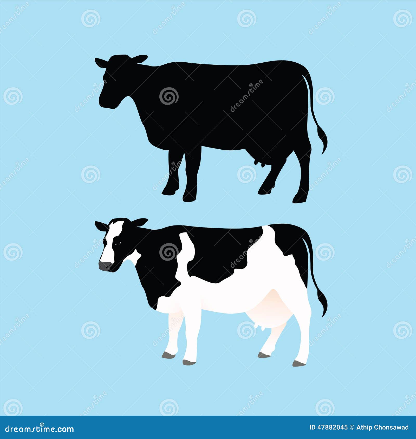 Cow Shadow and Color. Hand Draw Stock Vector - Illustration of shadow ...