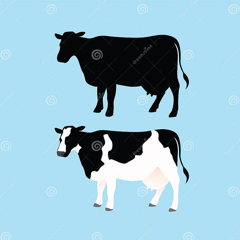 Cow Shadow and Color. Hand Draw Stock Vector - Illustration of shadow ...