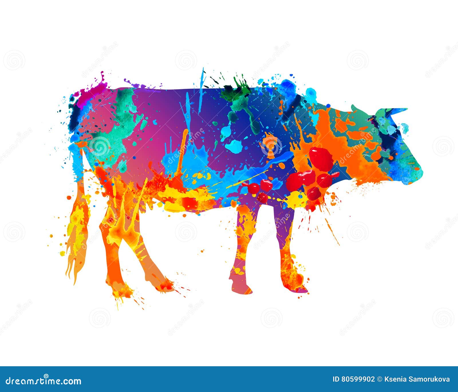 Cow Silhouette of Splash Paint Stock Vector - Illustration of ...
