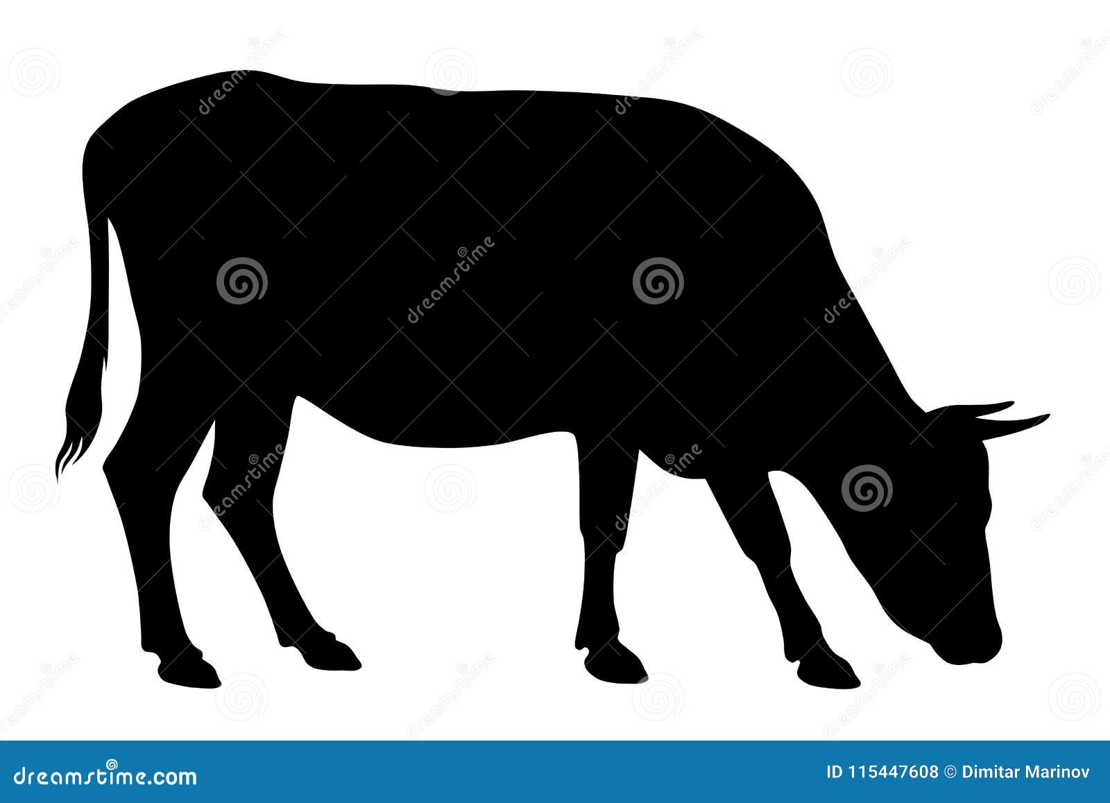 Cow silhouette stock vector. Illustration of outline - 115447608