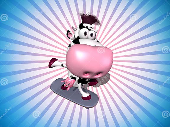 Cow on a skateboard stock illustration. Illustration of horn - 3775383