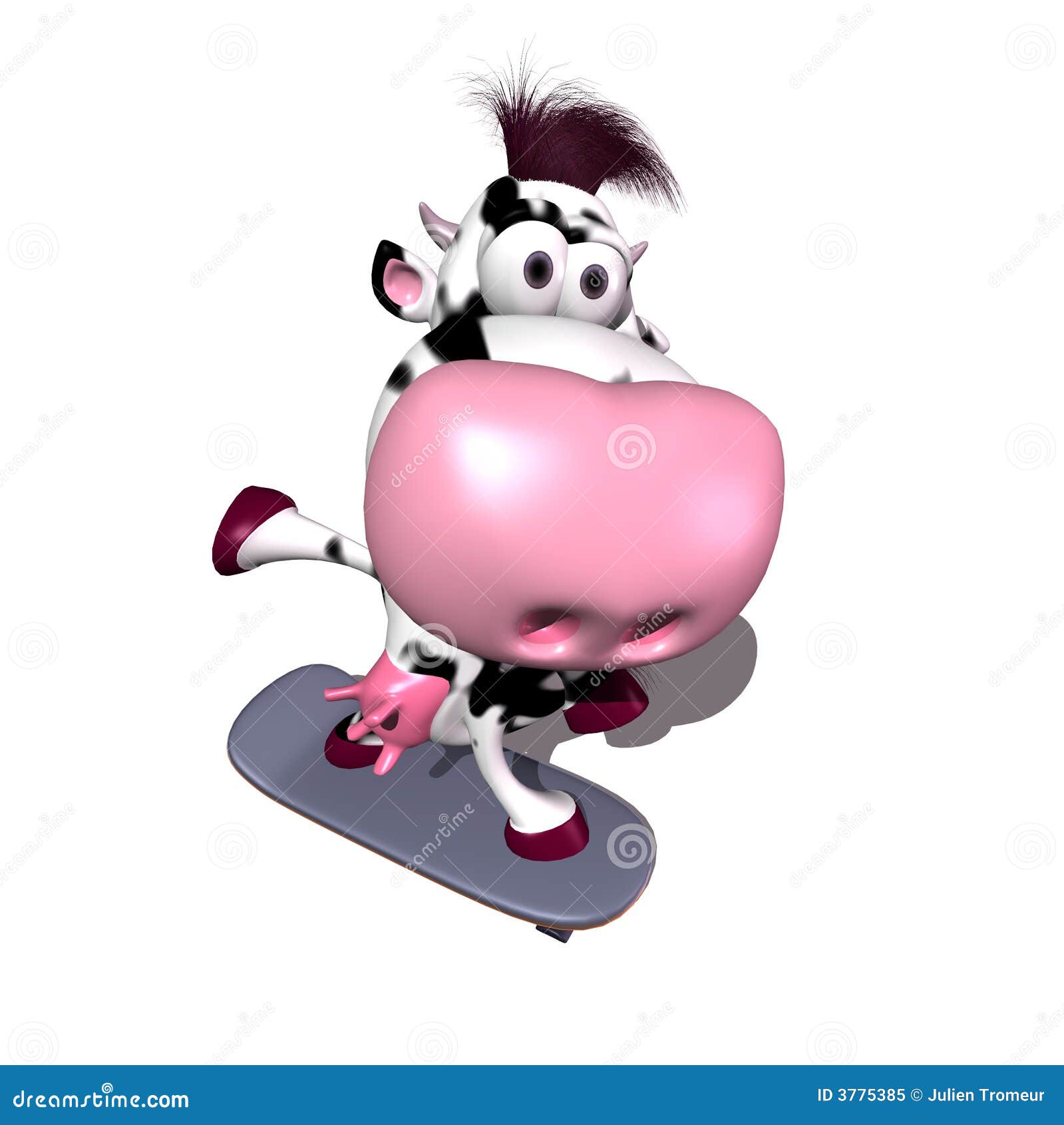 Cow on a skateboard stock illustration. Illustration of animal - 3775385