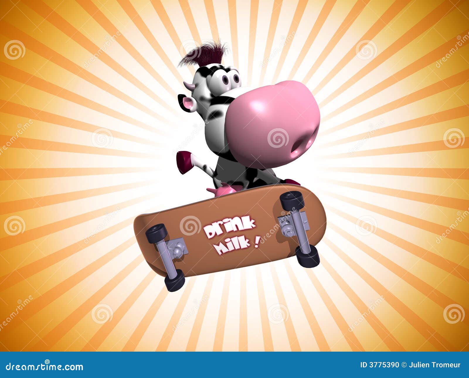 Cow on a skateboard stock illustration. Illustration of sport - 3775390