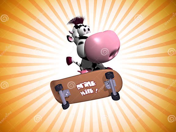 Cow on a skateboard stock illustration. Illustration of sport - 3775390