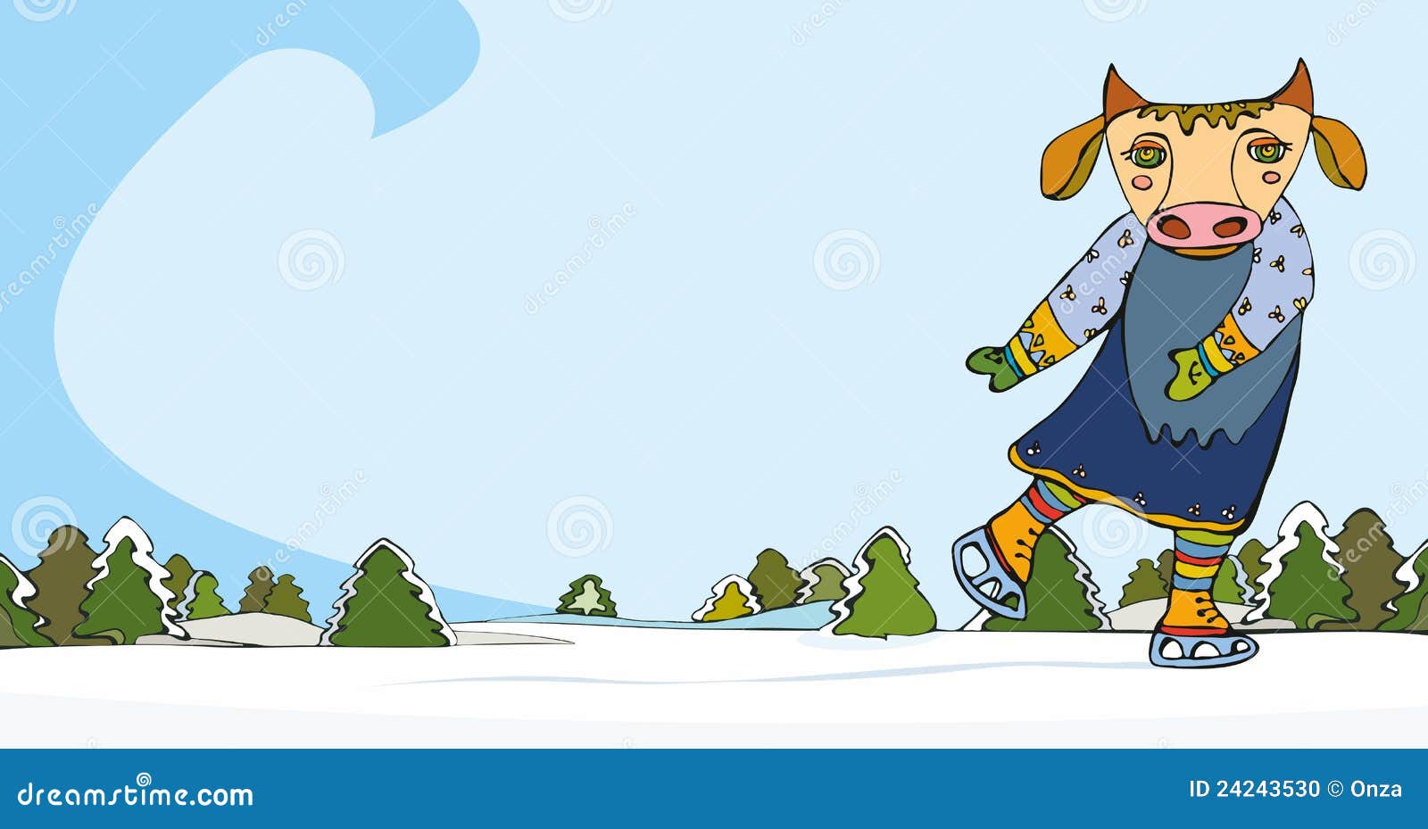 Cow skating stock vector. Illustration of entertainment - 24243530