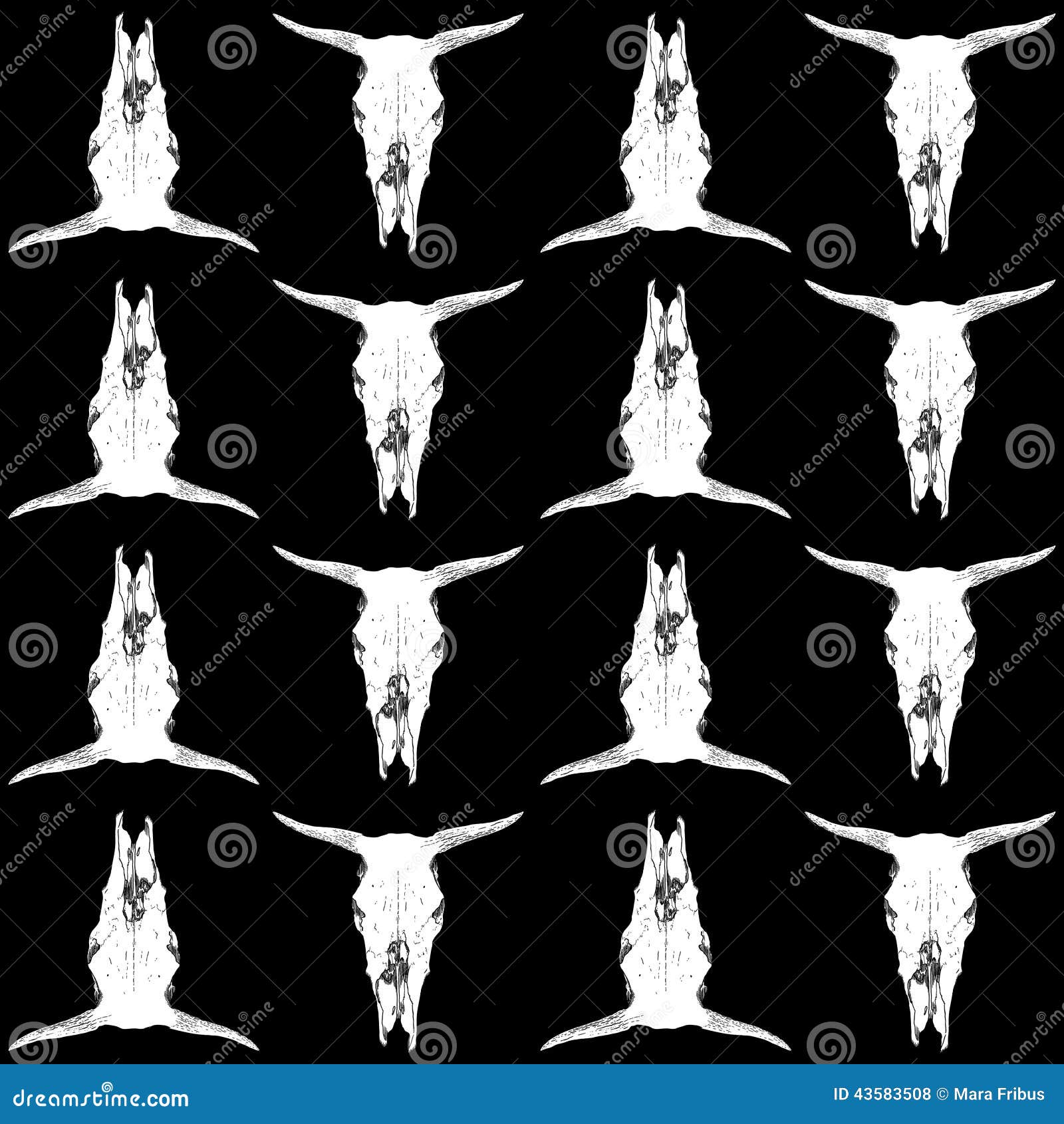 Cow skull pattern stock vector. Illustration of seamless - 43583508