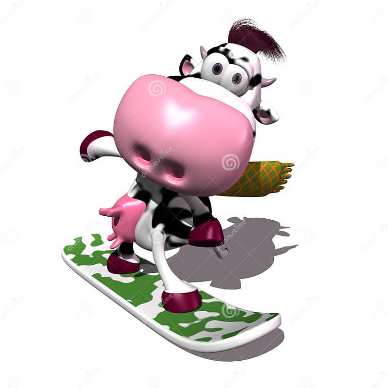 Cow on a snowboard stock illustration. Illustration of agricultural ...