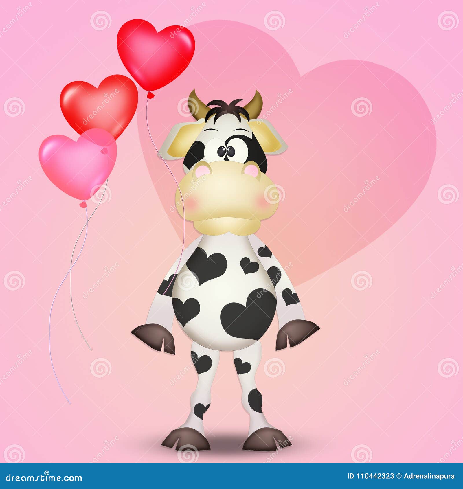 Cow with Spots in the Shape of a Heart Stock Illustration ...