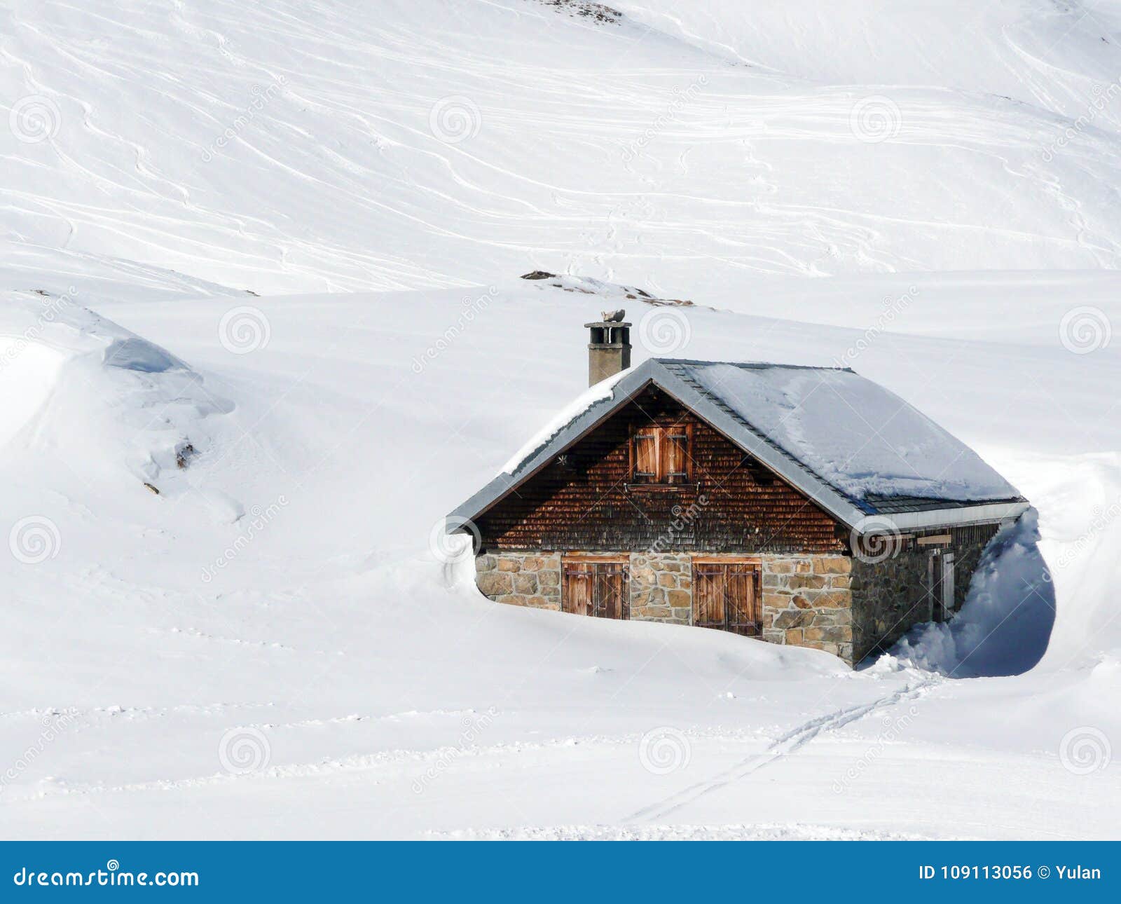 Cow Stable Sunk in the Deep Snow Stock Photo - Image of recreation ...