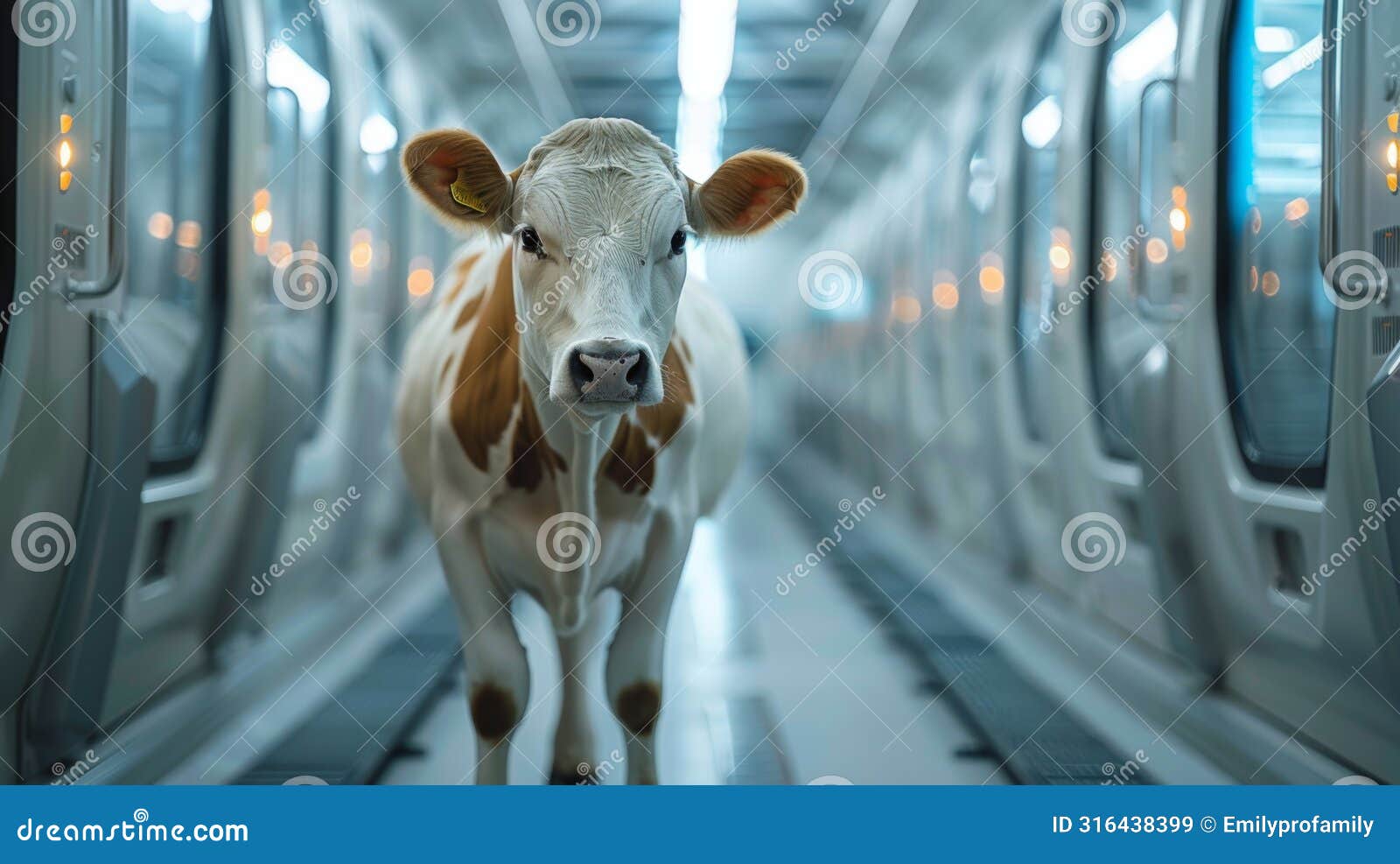 Cow Standing Inside a Modern Train Carriage Stock Image - Image of ...