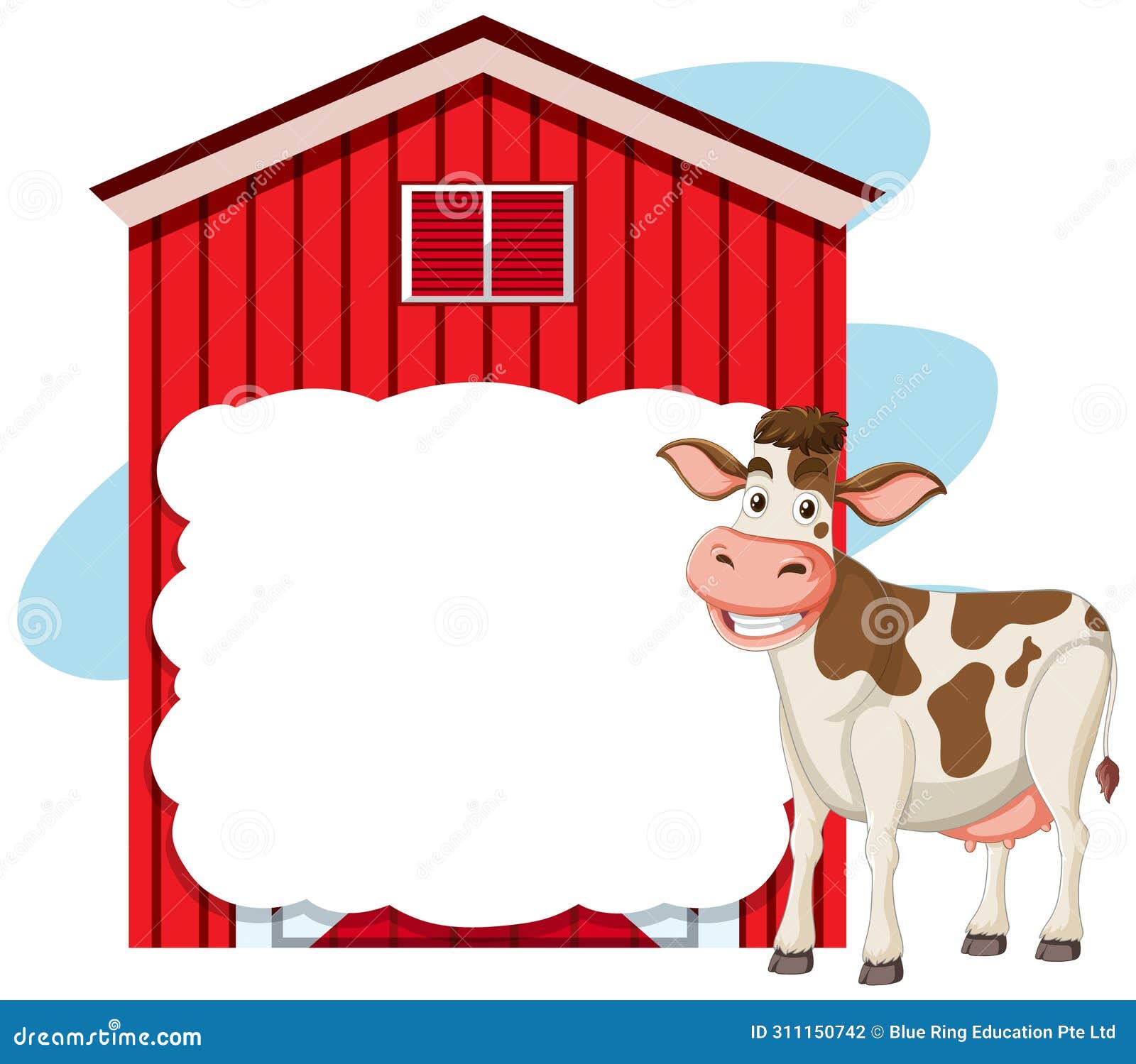 A Cow Standing beside a Red Barn Stock Vector - Illustration of dairy ...