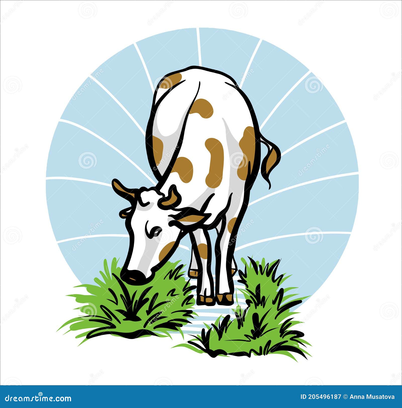 The Cow Stands Tall. Composition in a Circle. the Emblem is Colored ...