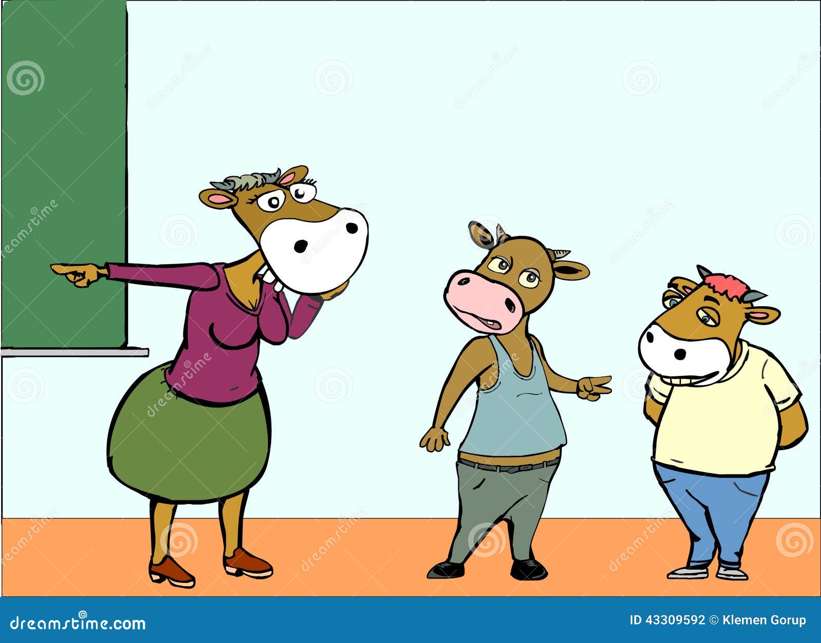 Cow and the students stock illustration. Illustration of interrogation ...