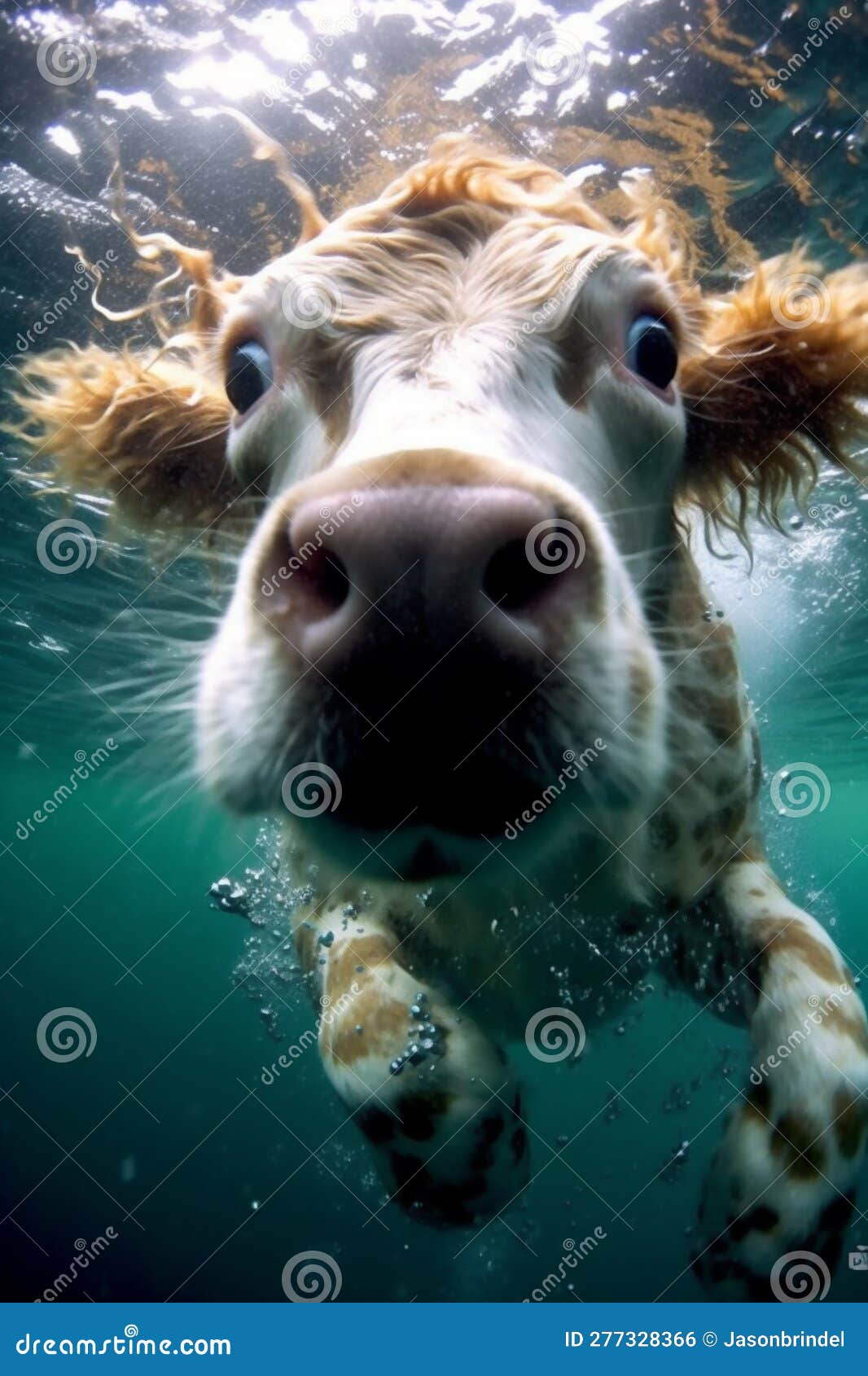Sea ??cows Swim In The Water. Baby Sea Cow And Mother. Trichechus ...
