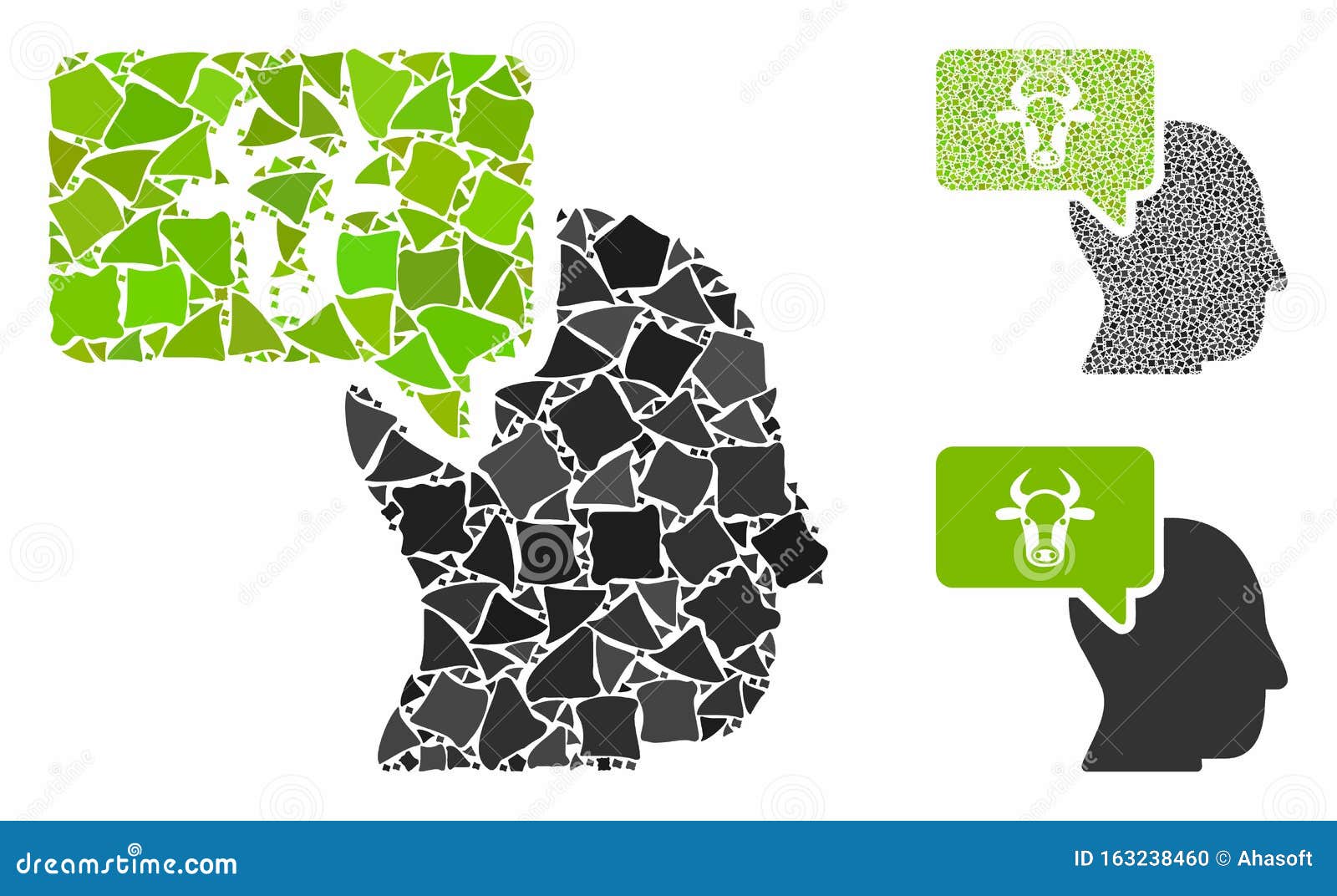 Cow Thinking Person Mosaic Icon of Abrupt Elements Stock Illustration ...