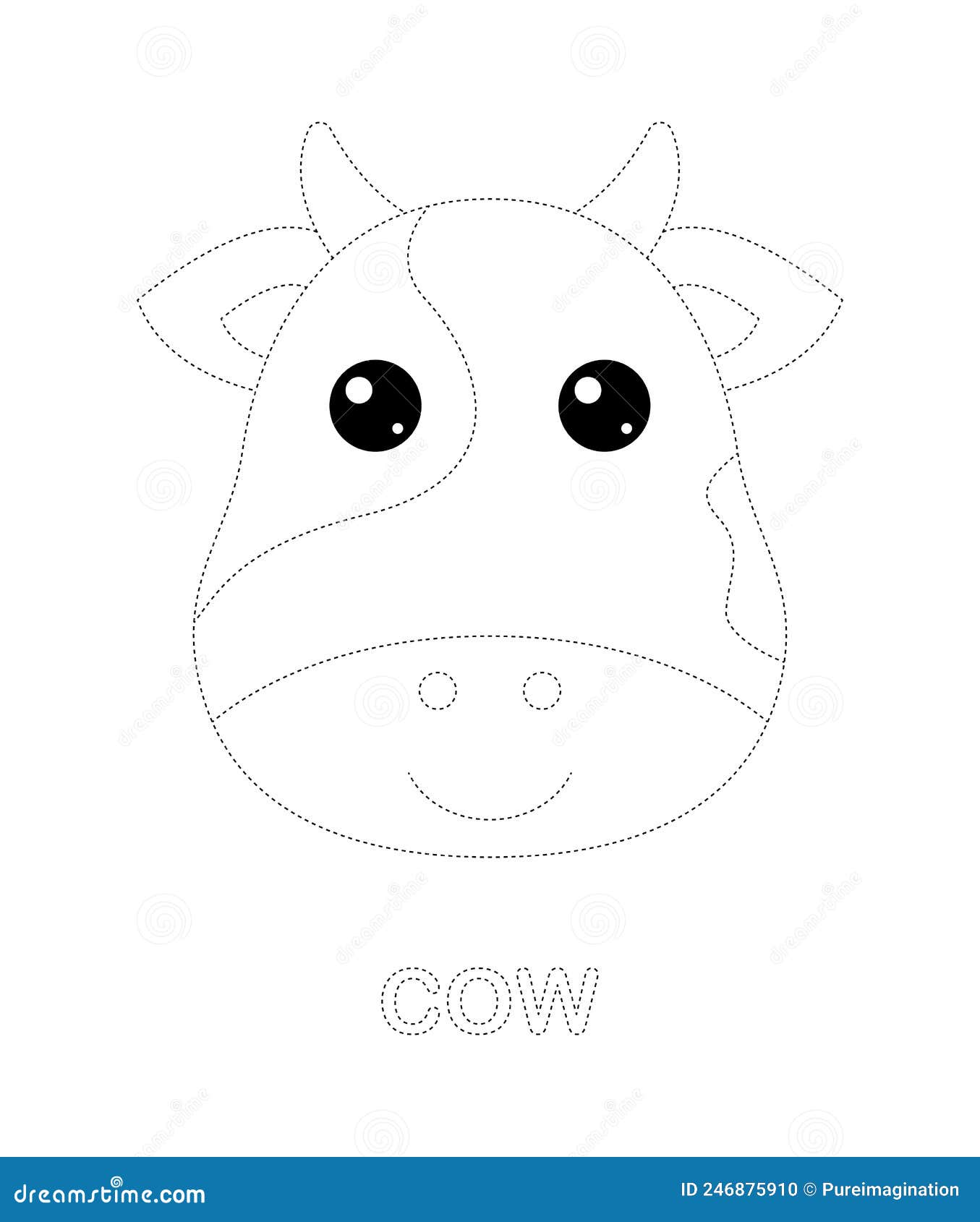 Cow Tracing Worksheet for Kids Stock Vector - Illustration of milk ...