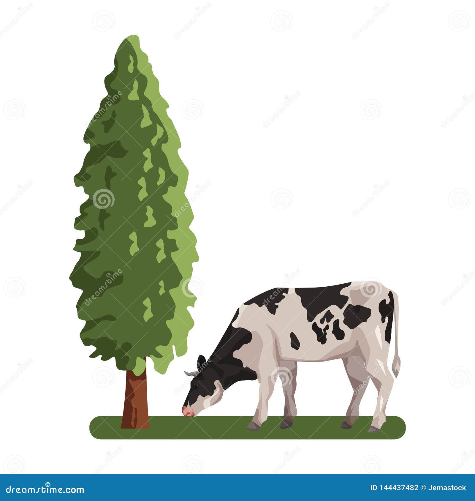 Cow with tree stock vector. Illustration of meat, cartoon - 144437482