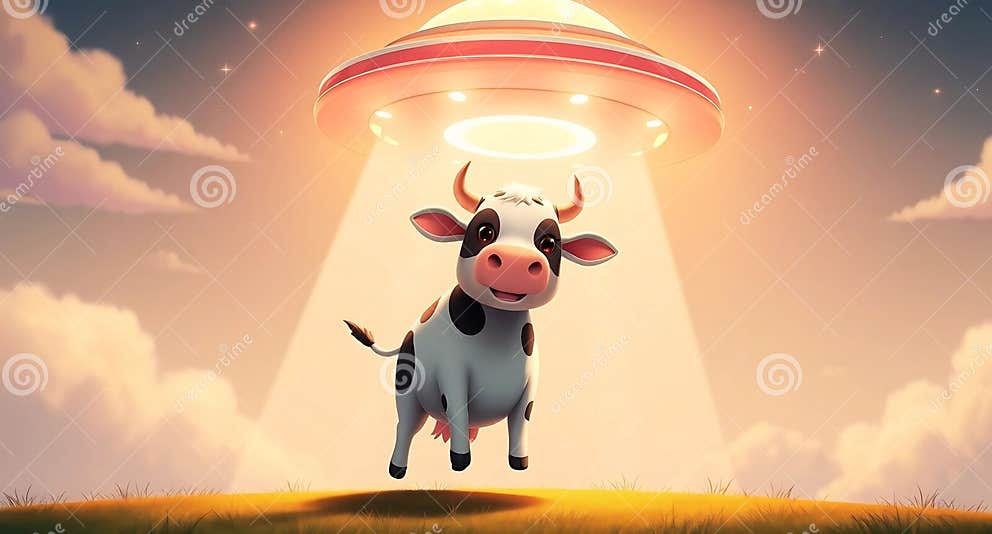 Cow and UFO Fun Illustration Stock Illustration - Illustration of ...