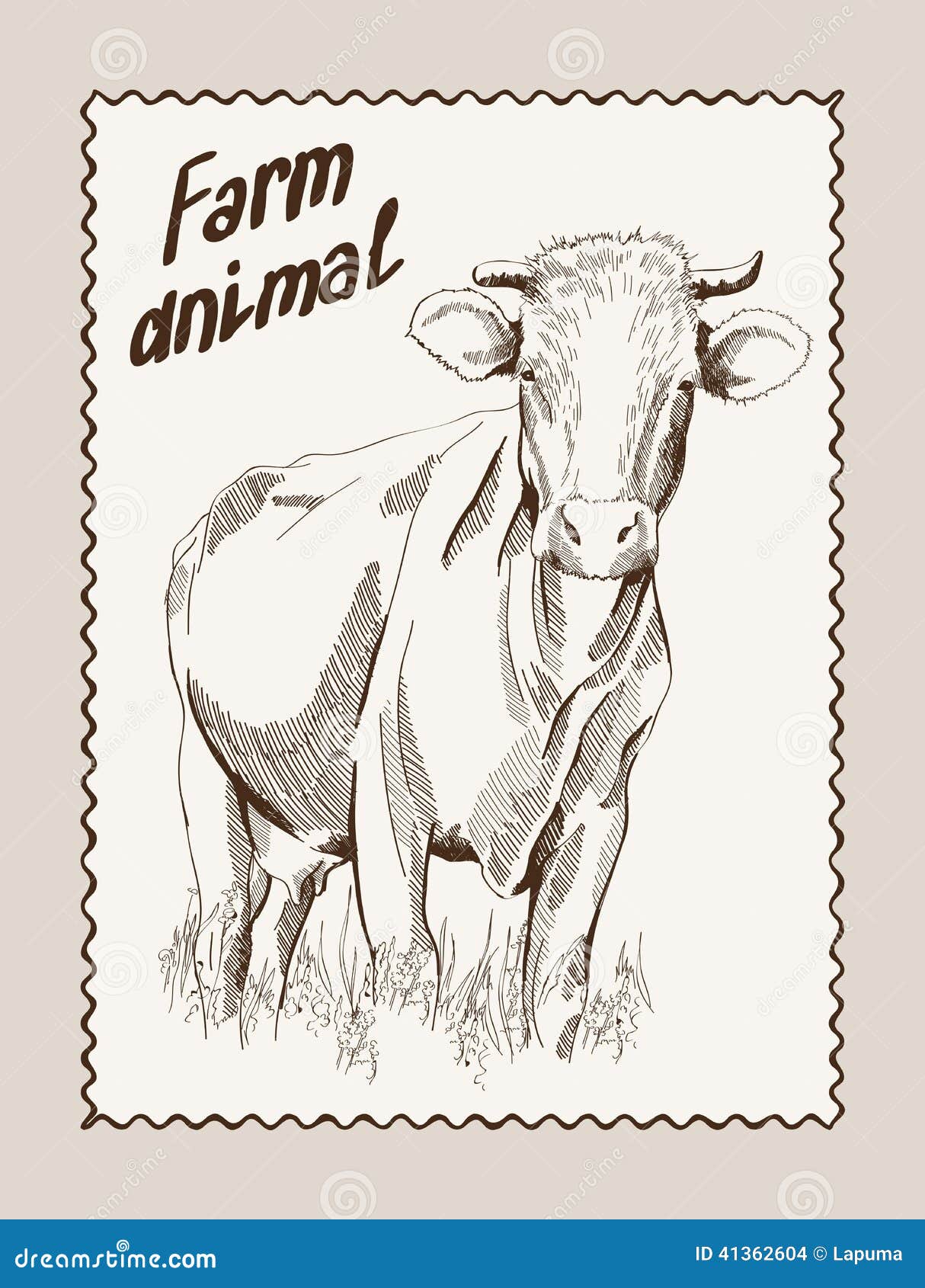 Cow vector hand drawn stock vector. Illustration of outline - 41362604