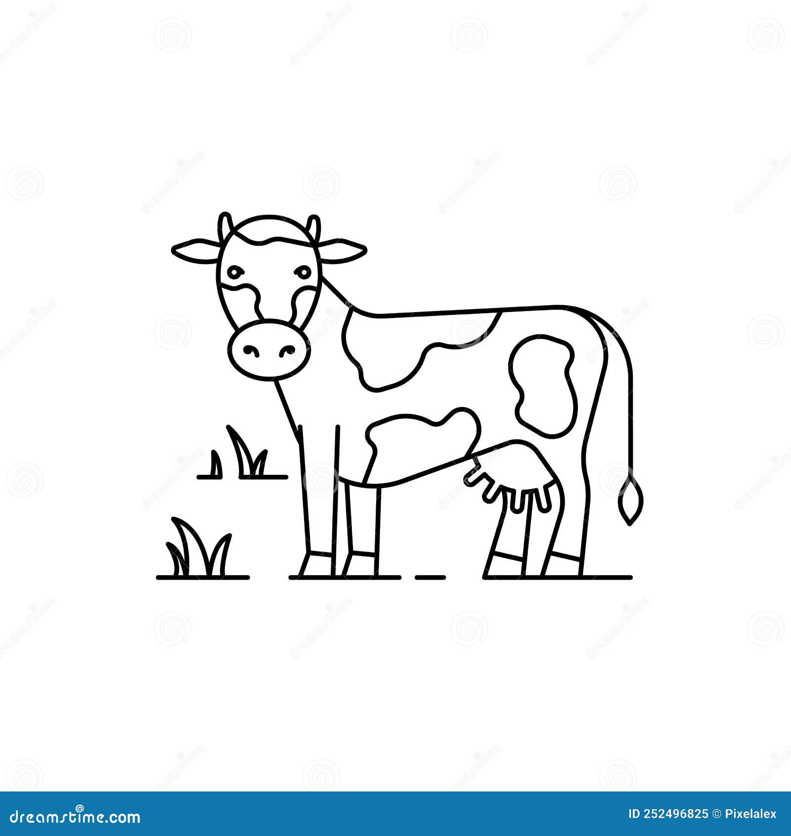 Cow Vector Illustration in Linear Style Stock Vector - Illustration of ...