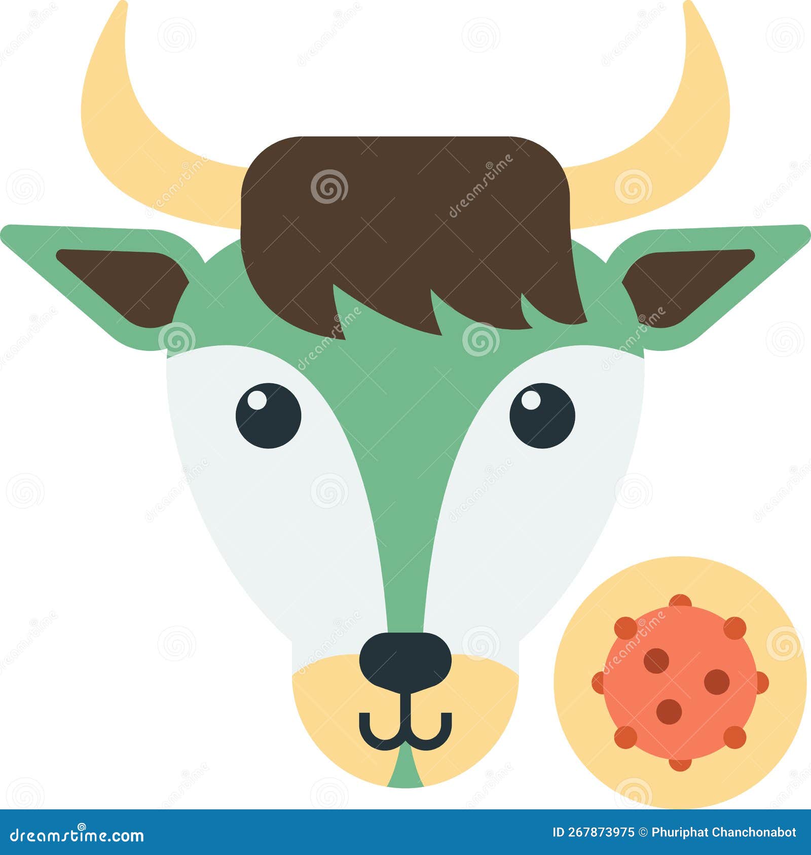 Cow and Virus Illustration in Minimal Style Stock Vector - Illustration ...