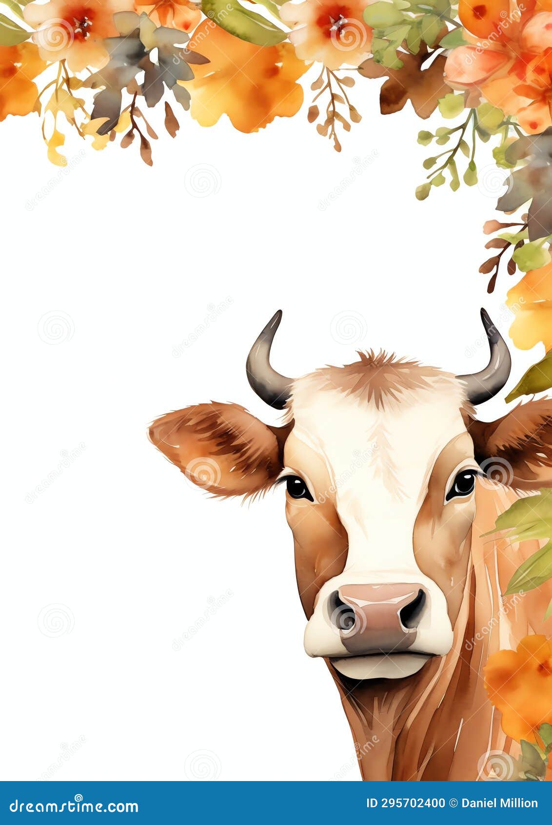 Cow Watercolor Border Frame Stock Illustration - Illustration of ...