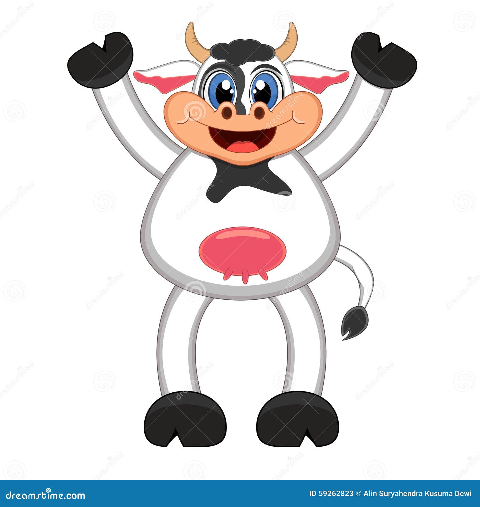 Cow waving cartoon stock vector. Illustration of funny - 59262823
