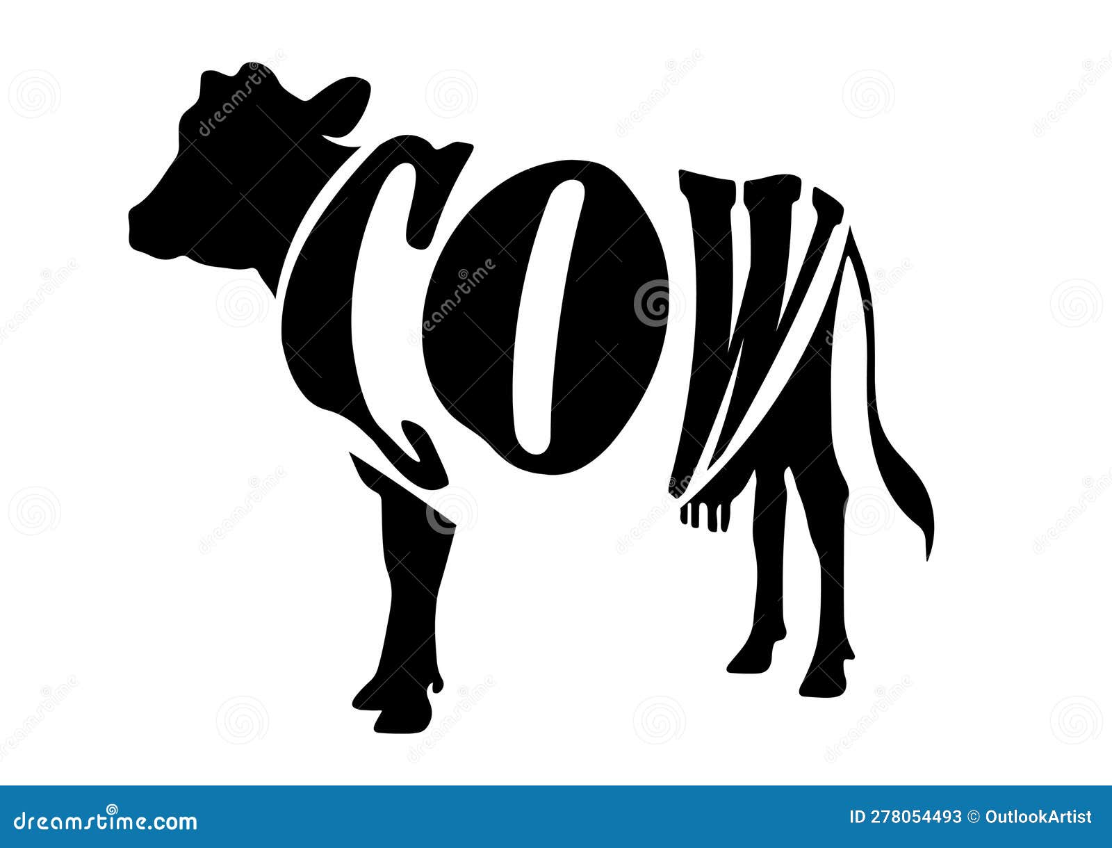 A Cow with the Word "cow" Designed on it Stock Illustration ...