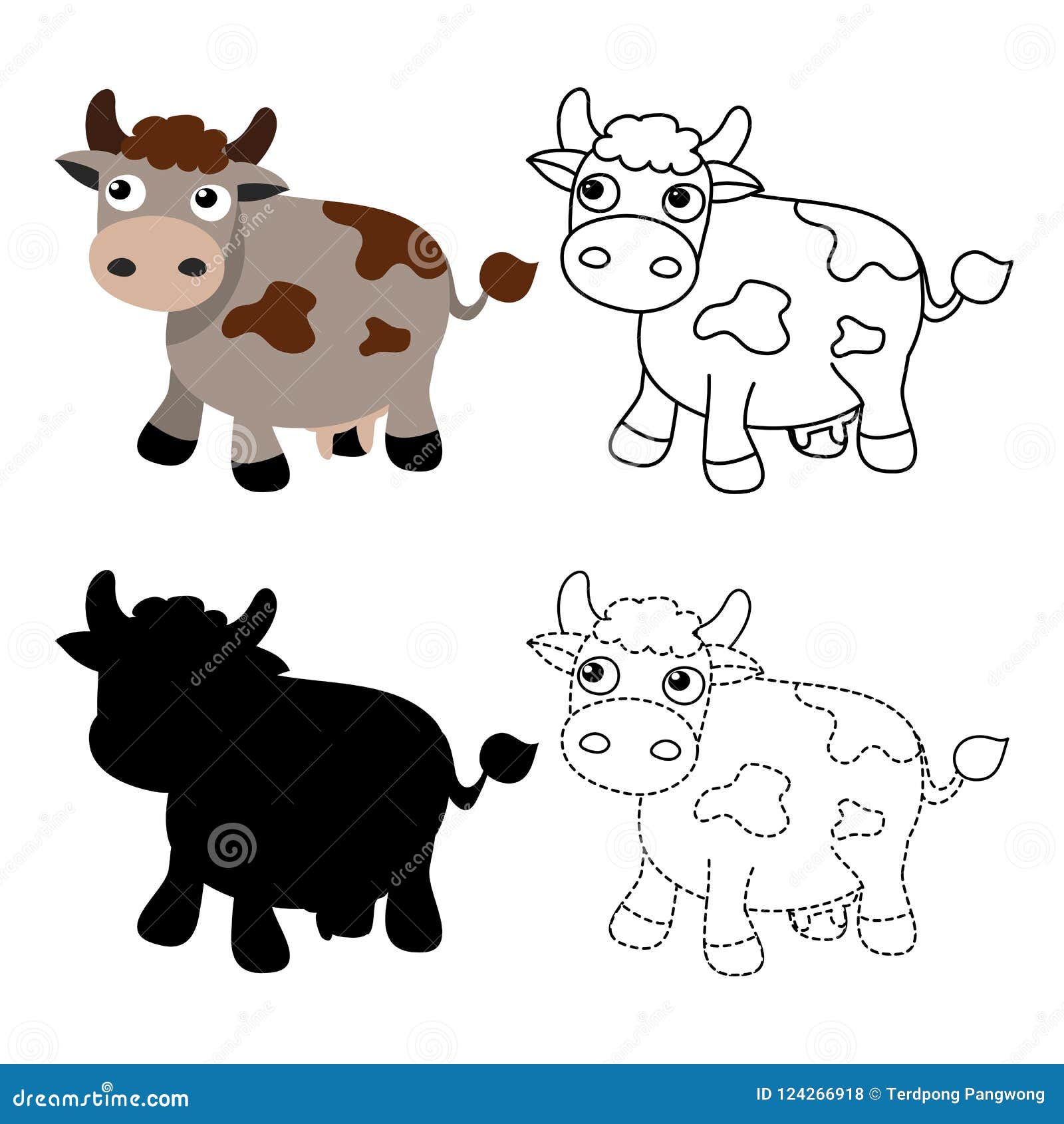 Cow Worksheet Vector Design Stock Vector - Illustration of nature ...