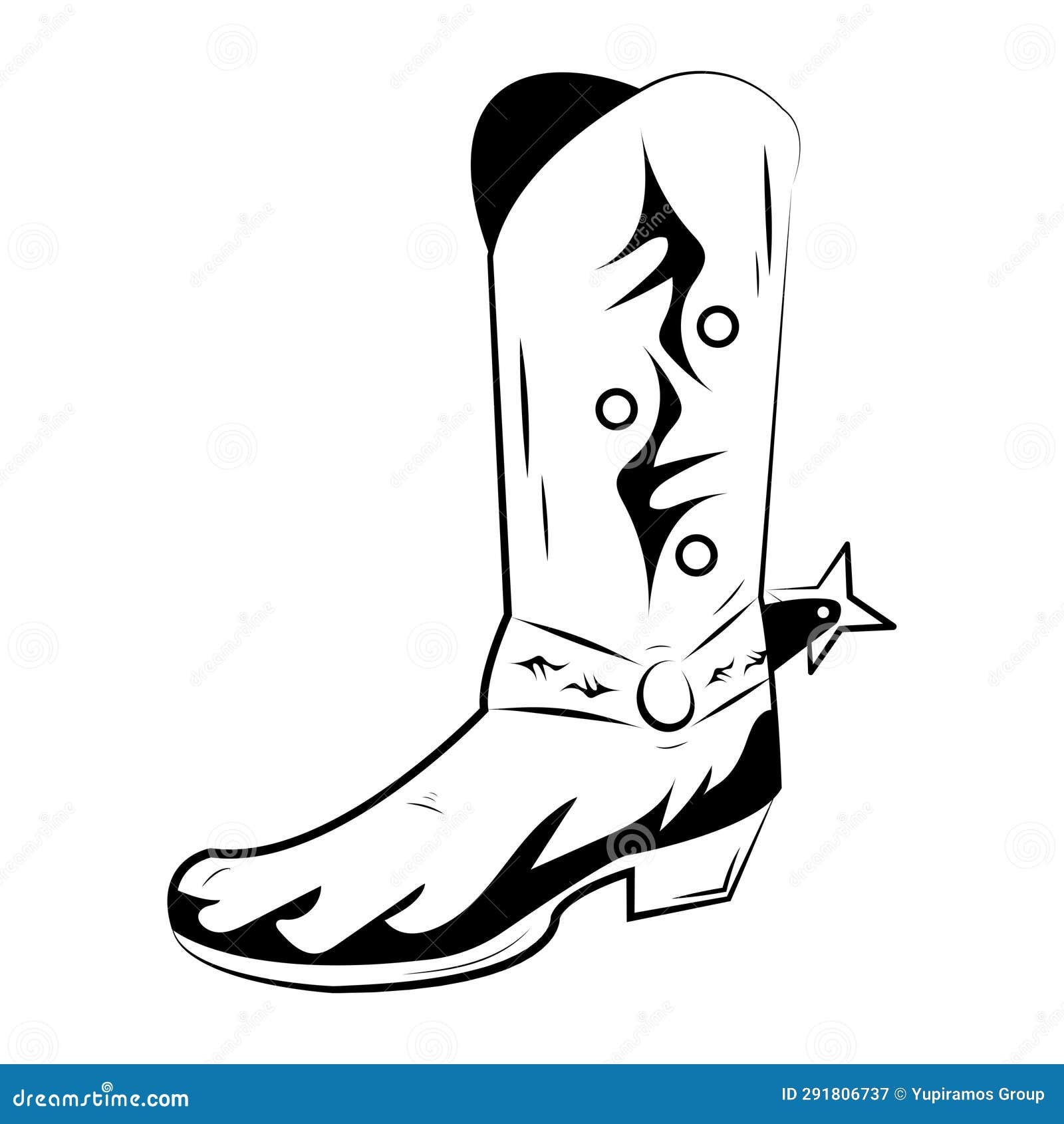 Cowbow hand draw boot stock illustration. Illustration of farm - 291806737
