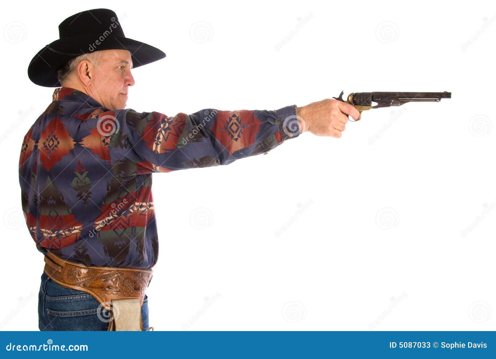 Cowboy Aiming Revolver Knife In Hand Royalty-Free Stock Photo ...