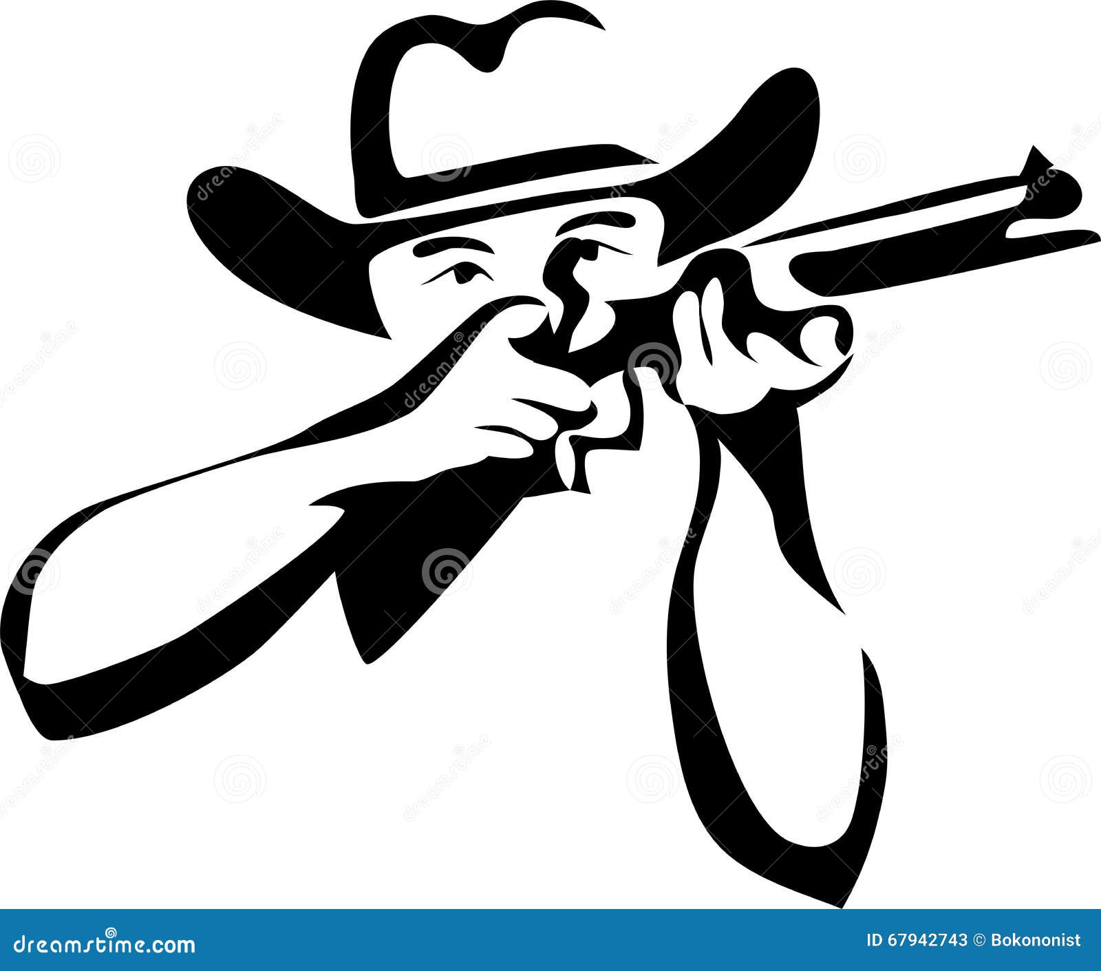 Cowboy aiming his rifle stock vector. Illustration of stylized - 67942743