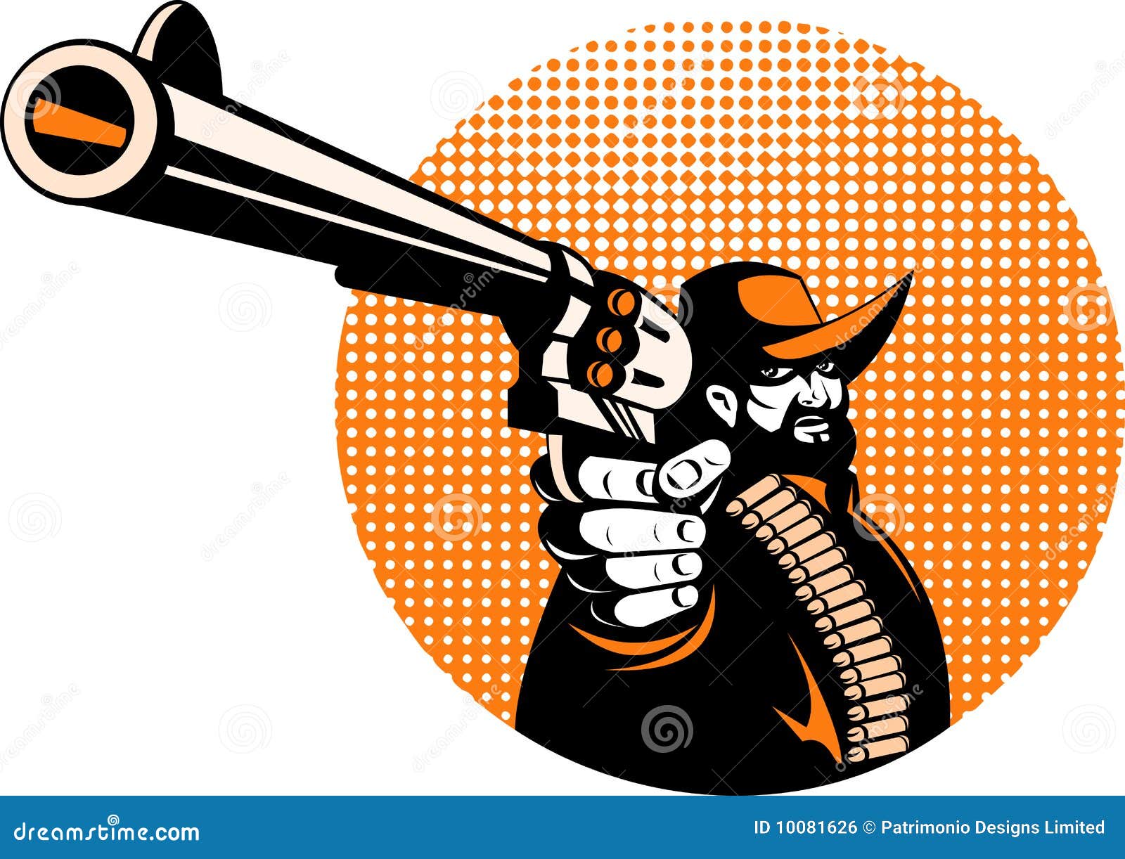 Cowboy aiming a pistol gun stock vector. Illustration of finger - 10081626