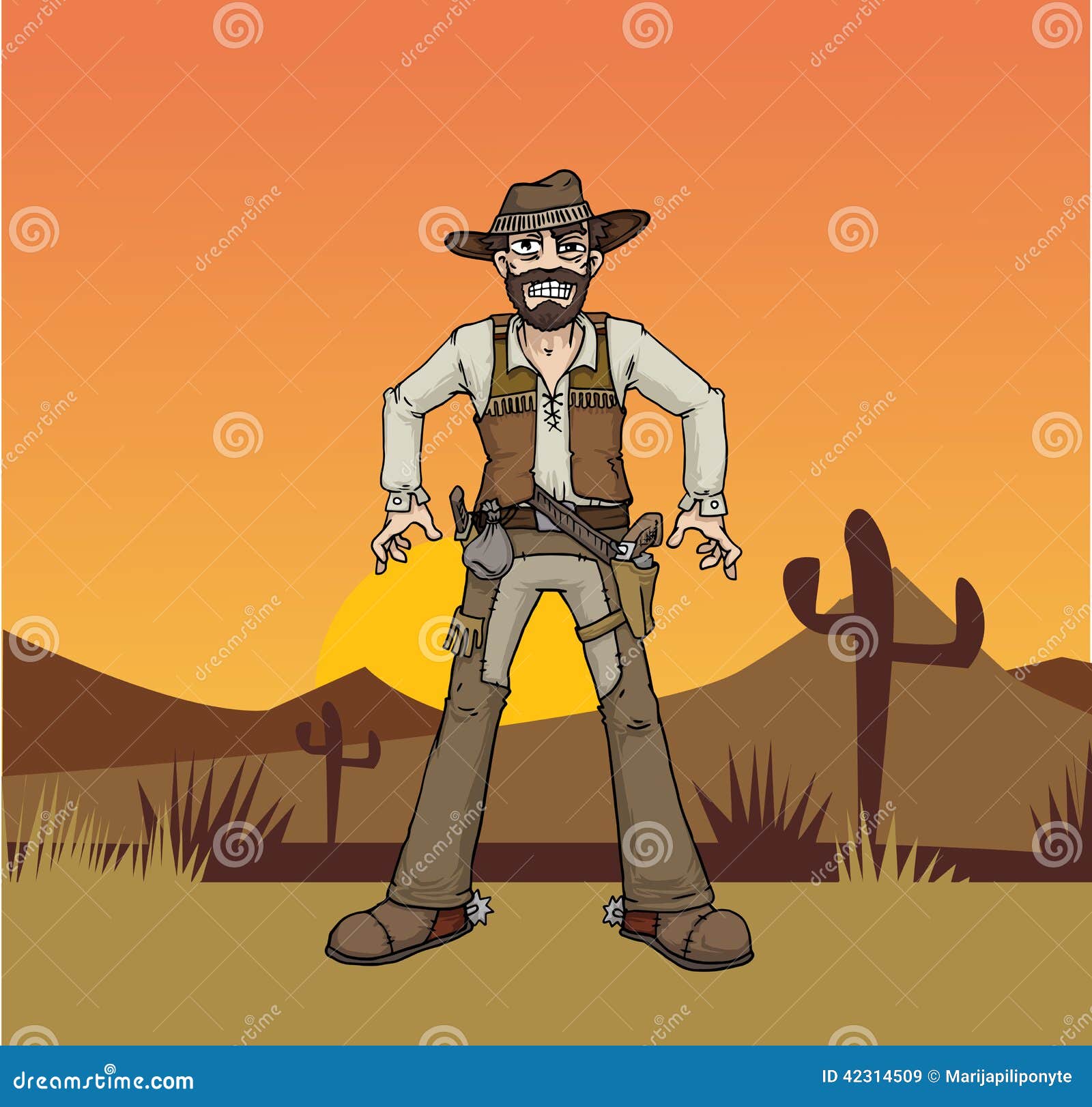 Cowboy Shoot The Gun Target For Success. Cartoon Vector | CartoonDealer ...