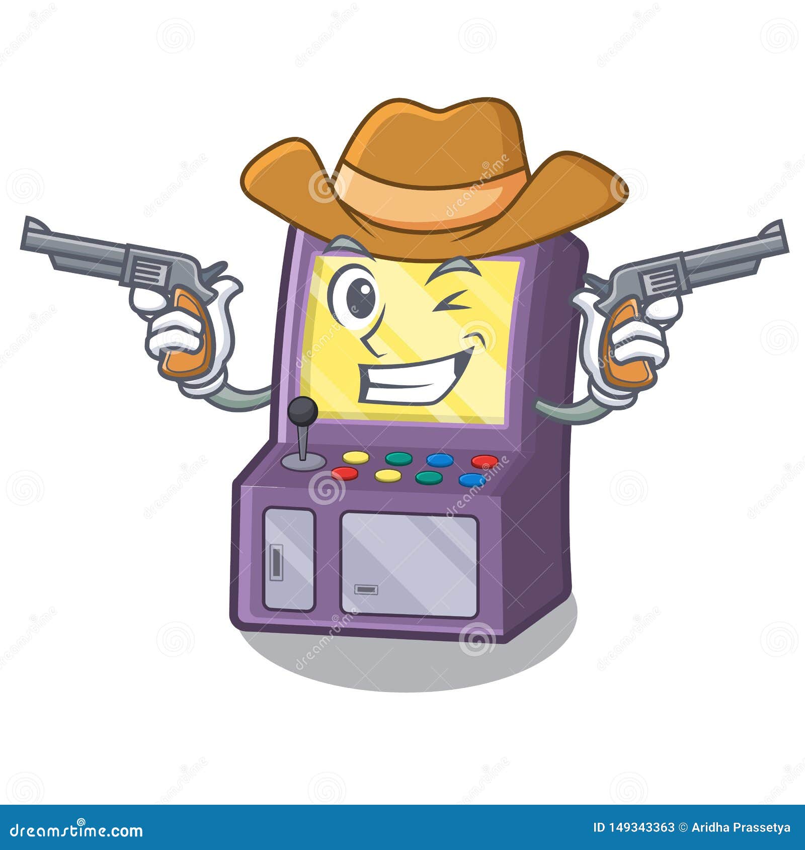 Cowboy Arcade Machine Isolated with the Character Stock Vector ...