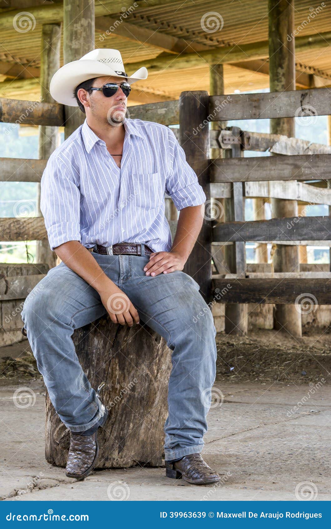 Cowboy assis image stock. Image du mode, brésil, américain - 39963639