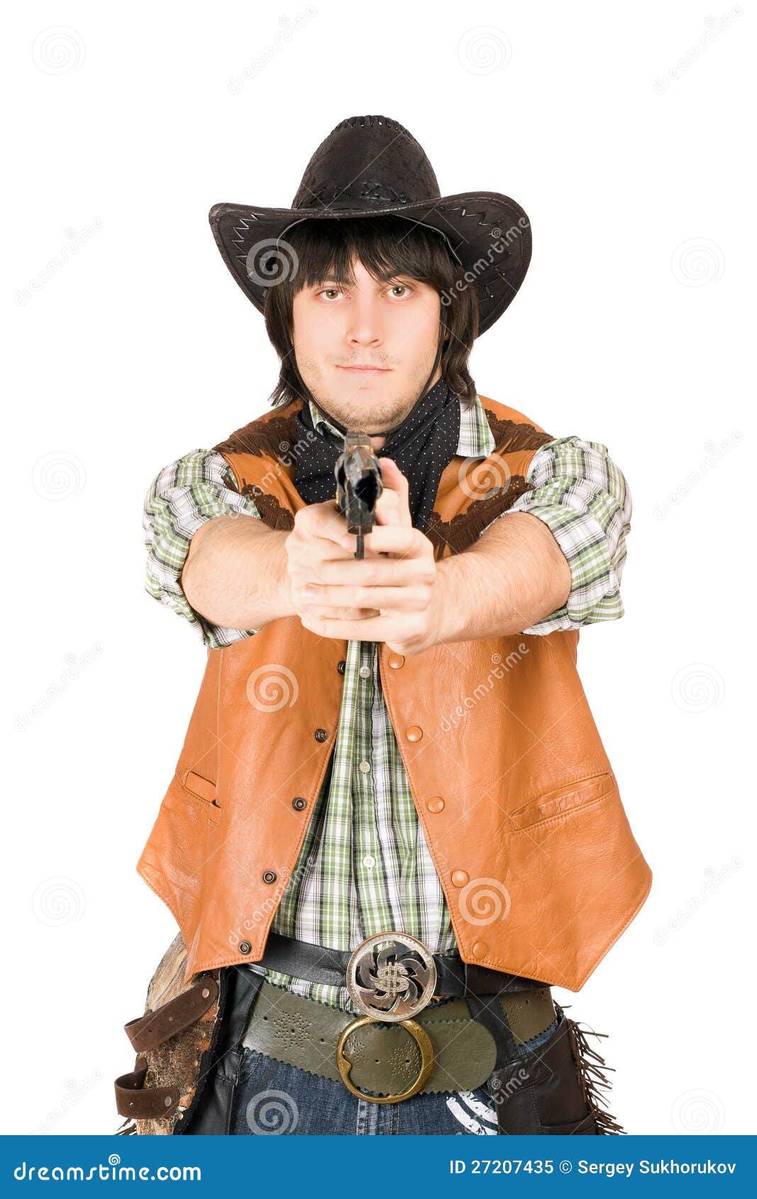 Cowboy Avec Un Revolver En Mains Image stock - Image du historique ...
