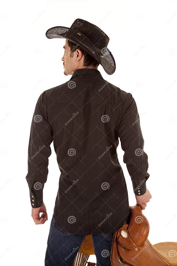 Cowboy back with saddle stock photo. Image of male, facial - 19168314